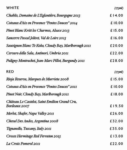 Menu at The Berkeley Bar & Terrace, London