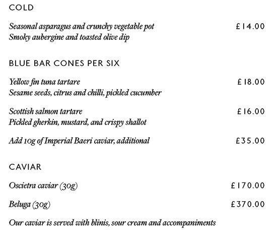 Menu at The Berkeley Bar & Terrace, London