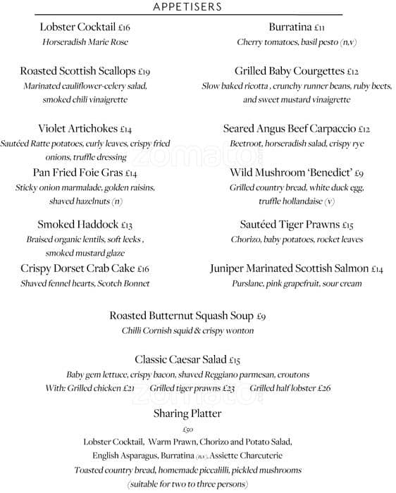 Menu at The Berkeley Bar & Terrace, London