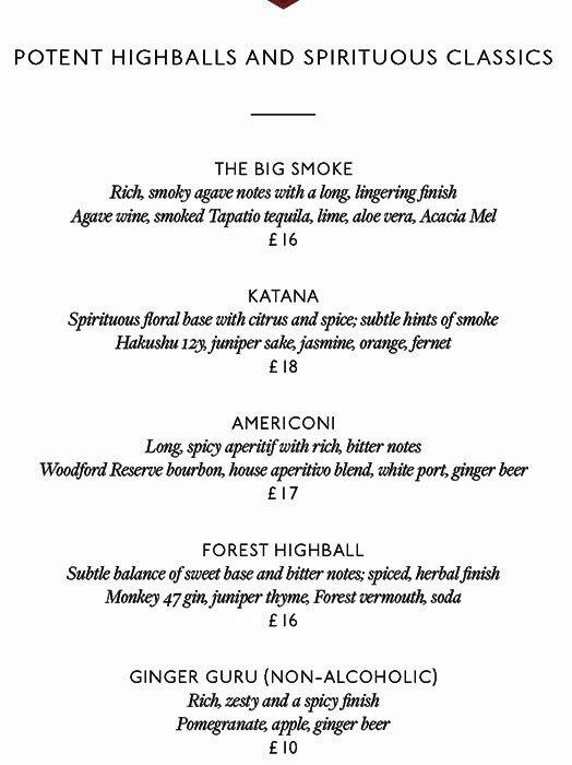 Menu at The Berkeley Bar & Terrace, London