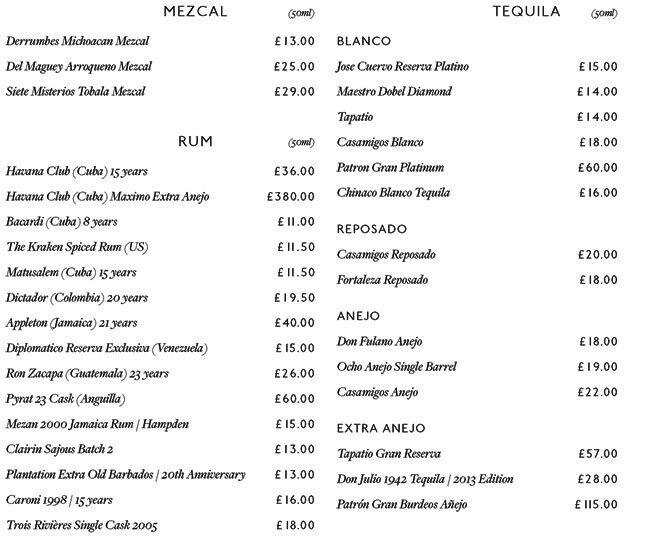 Menu at The Berkeley Bar & Terrace, London