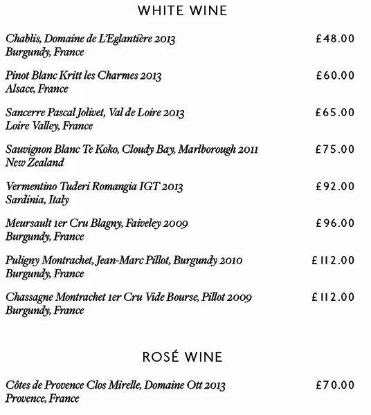 Menu at The Berkeley Bar & Terrace, London