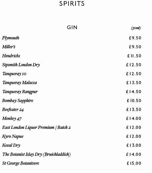 Menu at The Berkeley Bar & Terrace, London