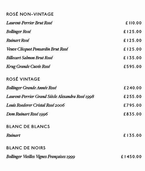 Menu at The Berkeley Bar & Terrace, London