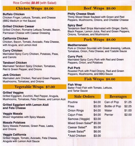 Wrapido Menu, Menu for Wrapido, Harbord Village, Toronto - Urbanspoon ...
