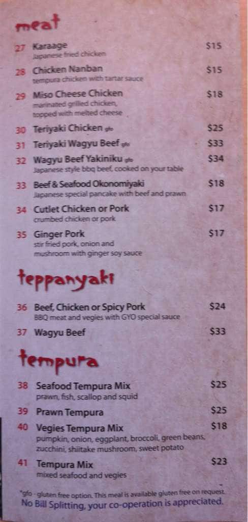Menu at Gyo Japanese Tapas Bar Restaurant, North Ward