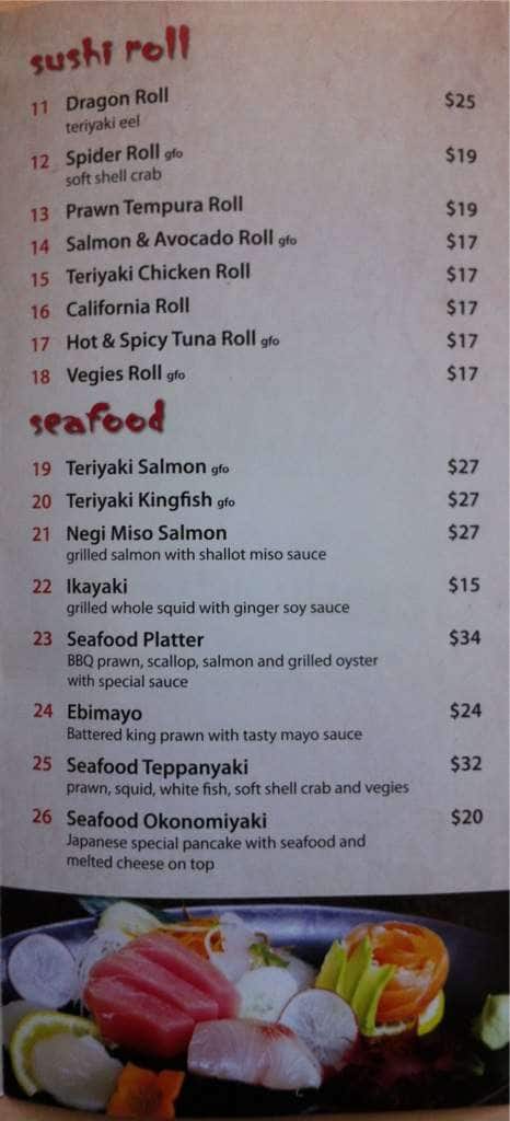 Menu at Gyo Japanese Tapas Bar Restaurant, North Ward