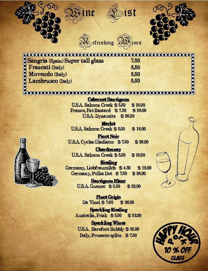 Menu at Hans & Franz Biergarten pub & bar, Five Forks