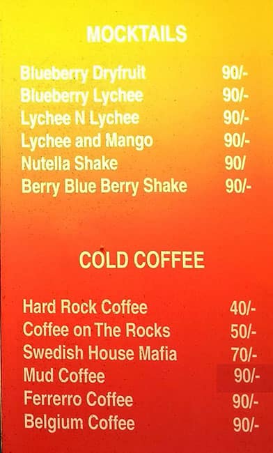 Menu at Lassi Shop, Hyderabad, Gate-2