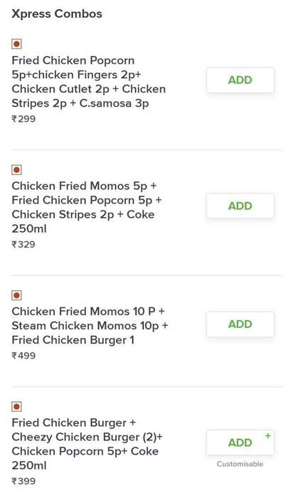 Menu of Burger X-press, Medavakkam, Chennai