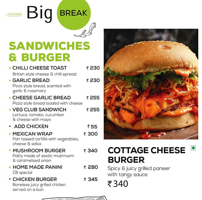 Menu at Chai Break, Cuttack