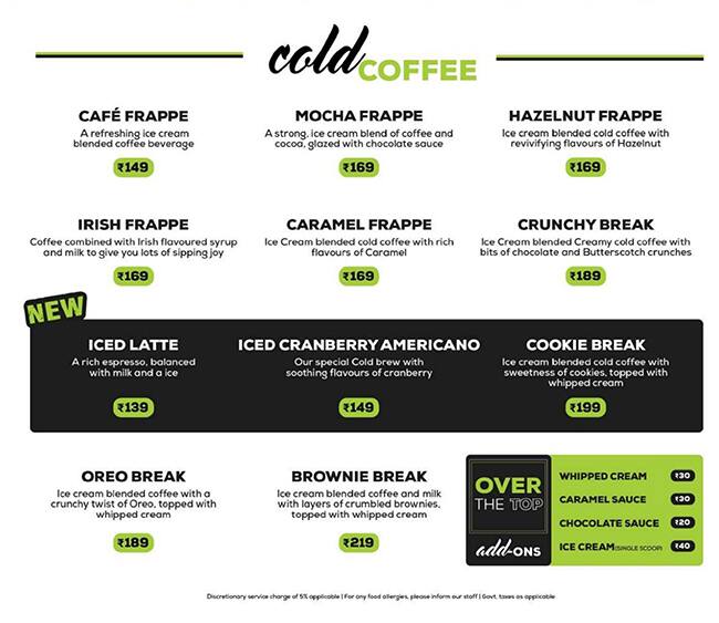 Menu at Chai Break, Cuttack