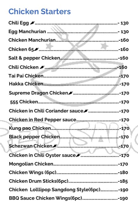 Menu of Red Sauce, Lingampally, Hyderabad
