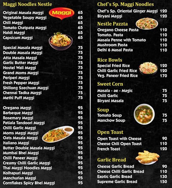Menu of Nescafe, Vapi Locality, Vapi