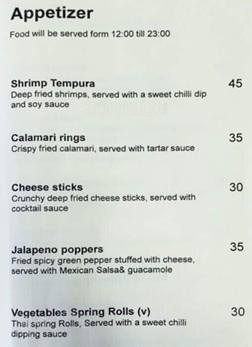 Menu at Sky Lounge - Two Seasons Hotel & Apartments cafe, Dubai