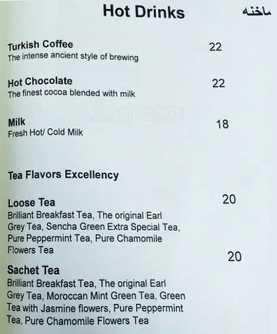 Menu at Sky Lounge - Two Seasons Hotel & Apartments cafe, Dubai