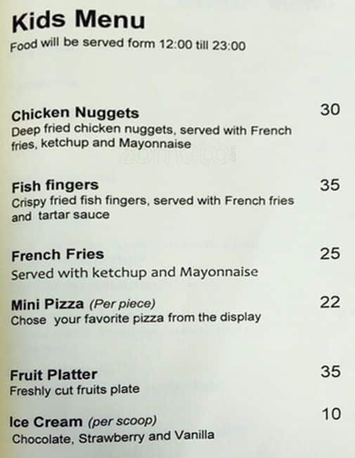 Menu at Sky Lounge - Two Seasons Hotel & Apartments cafe, Dubai