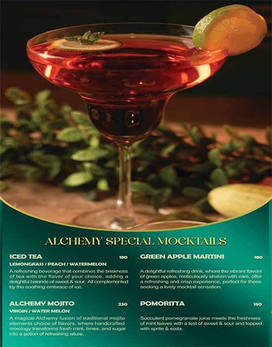 Menu of The Alchemy Grill And Lounge, Zoo Tiniali, Guwahati