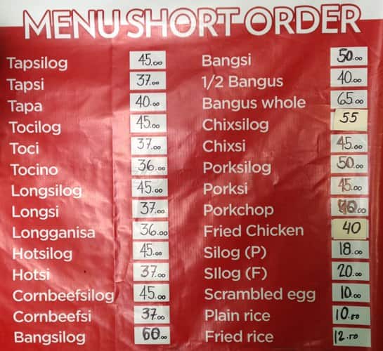 Menu at Kainan nina Manoy At Manay Lutong Bahay cafeteria, Makati