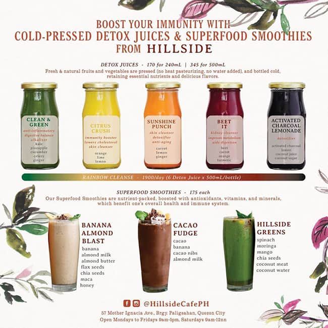 Menu at Hillside Cafe & Juice Bar, Quezon City