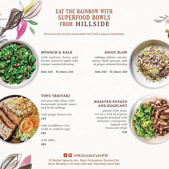 Menu at Hillside Cafe & Juice Bar, Quezon City