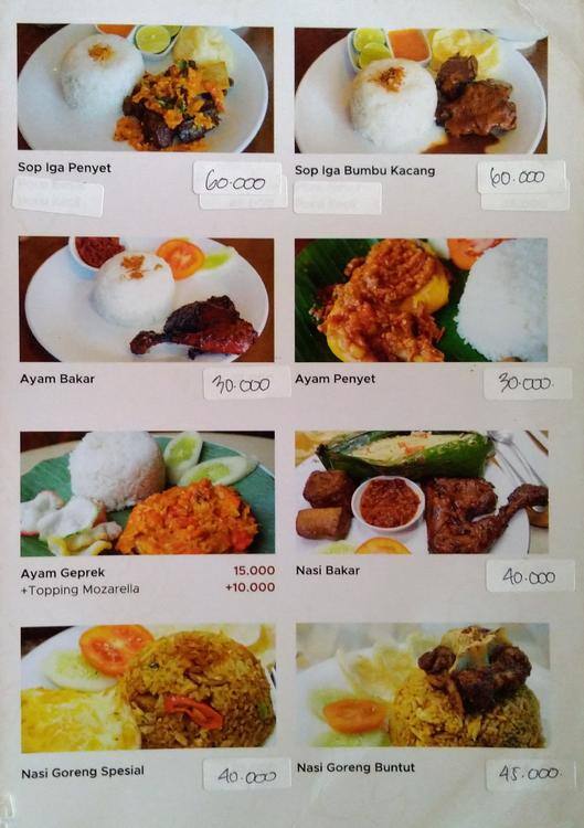 Menu at Sop Buntut Ibu Henny restaurant, Bogor, Jl. Sukasari No. 1