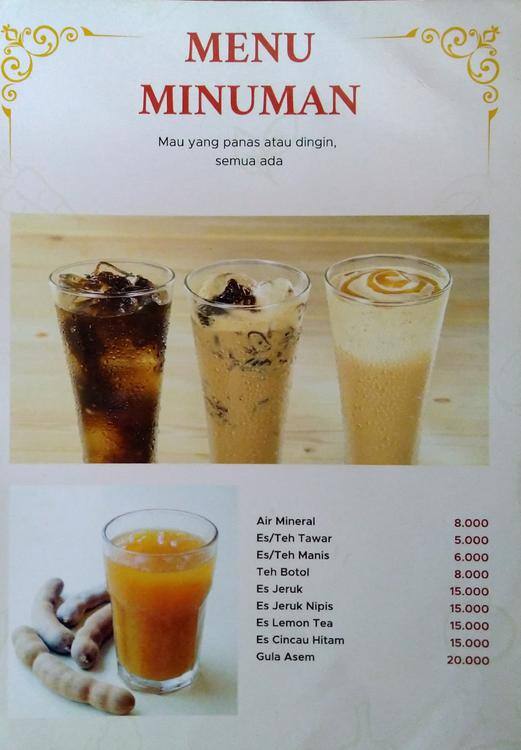 Menu at Sop Buntut Ibu Henny restaurant, Bogor, Jl. Sukasari No. 1
