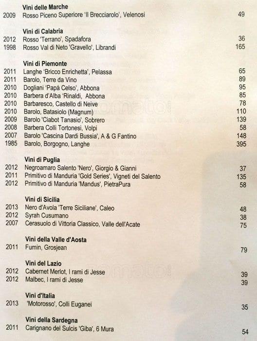 Menu at Posticino pub & bar, Toronto