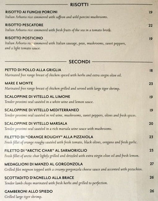 Menu at Posticino pub & bar, Toronto