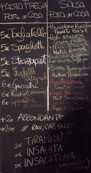 Menu at Pasta Imperiale pub & bar, Rome, Via del Boschetto