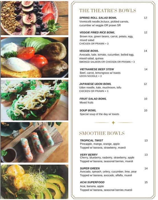 Menu at The Theatre Society Cafe, Footscray