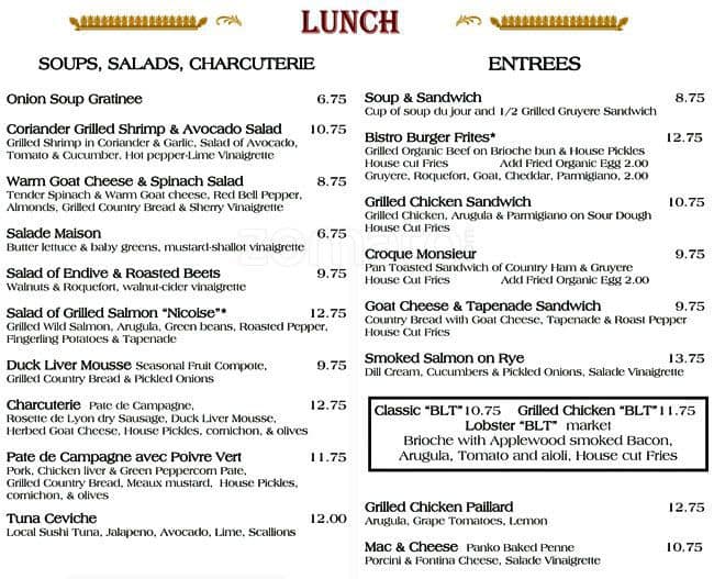 Menu at Le Central pub & bar, Bristol, 483 Hope St