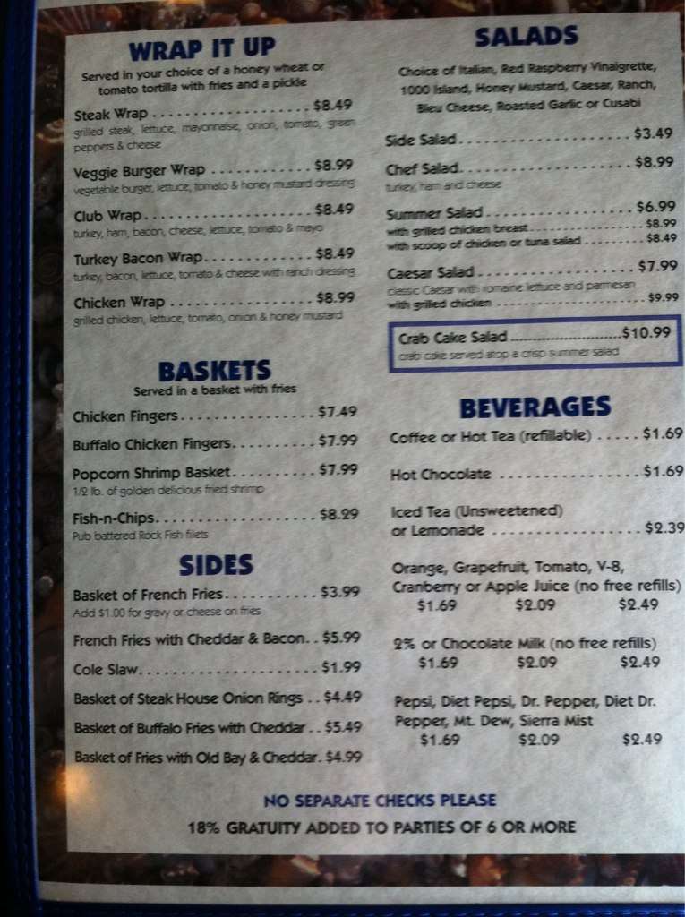 Menu at Layton's Family Restaurant, Ocean City, Philadelphia Ave