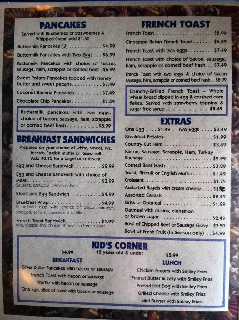 Menu at Layton's Family Restaurant, Ocean City, Philadelphia Ave