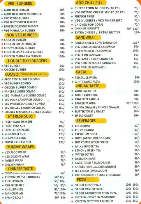 Menu at Indian Chinese Food Hut, Greater Noida, Shop G-2/S-3