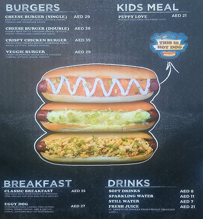 Menu at THIS IS HOT DOG - Bluewaters restaurant, Dubai