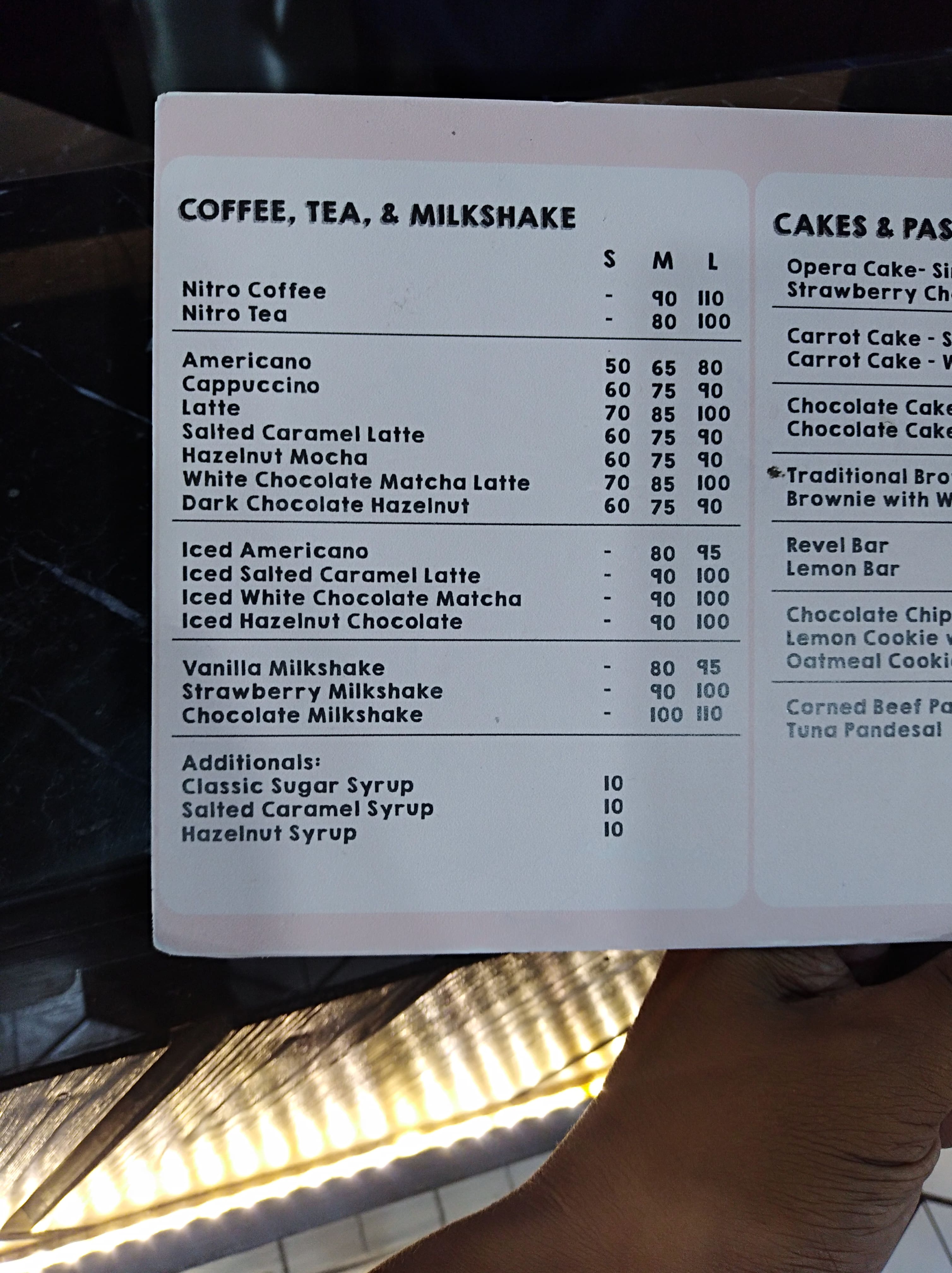 Carta de 7-Eleven City Blends Café, Taguig