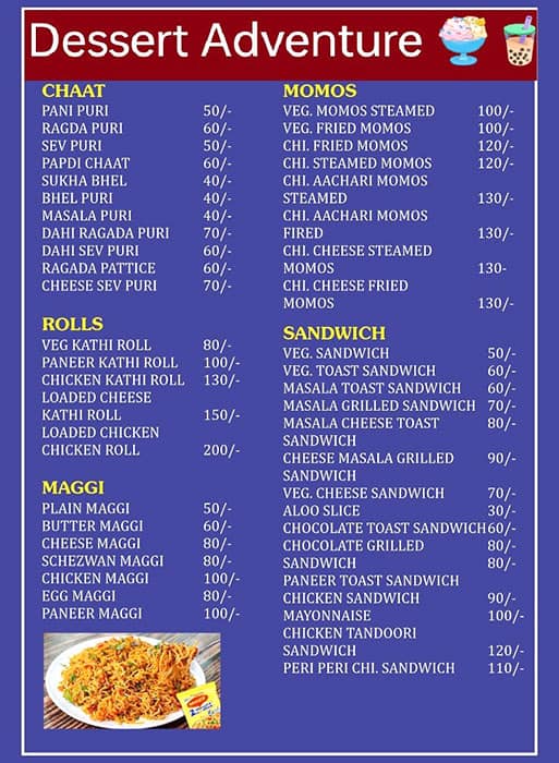 Menu of Dessert Adventure, Borivali West, Mumbai