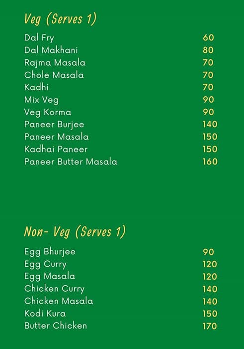 Menu of Just Curry, Manikonda, Hyderabad