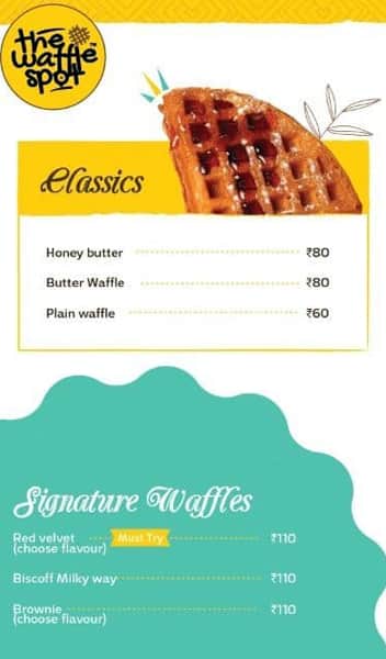 Menu of The Waffle Spot, SS Colony, Madurai