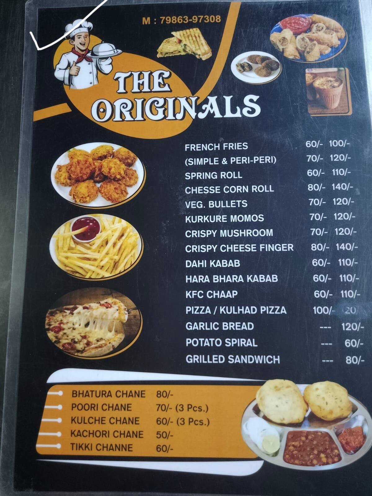 Menu of The Originals, Civil Lines, Ludhiana