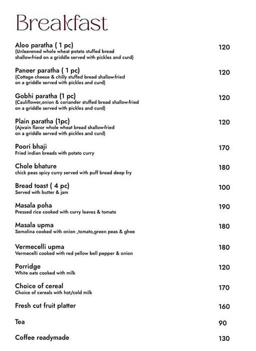 Menu of Voila, Ratanada, Jodhpur