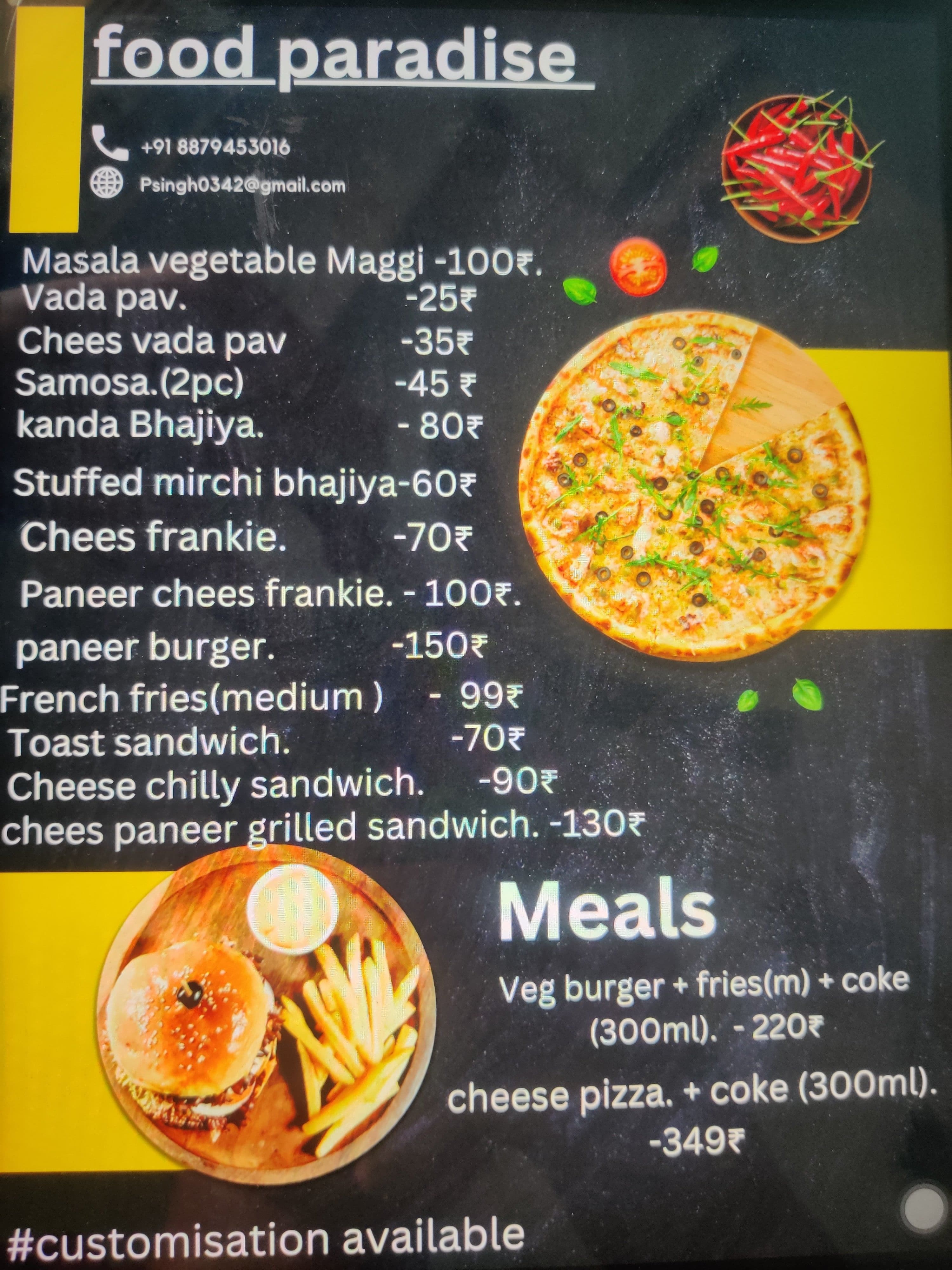 Menu of Food Paradise, Kalyan, Thane