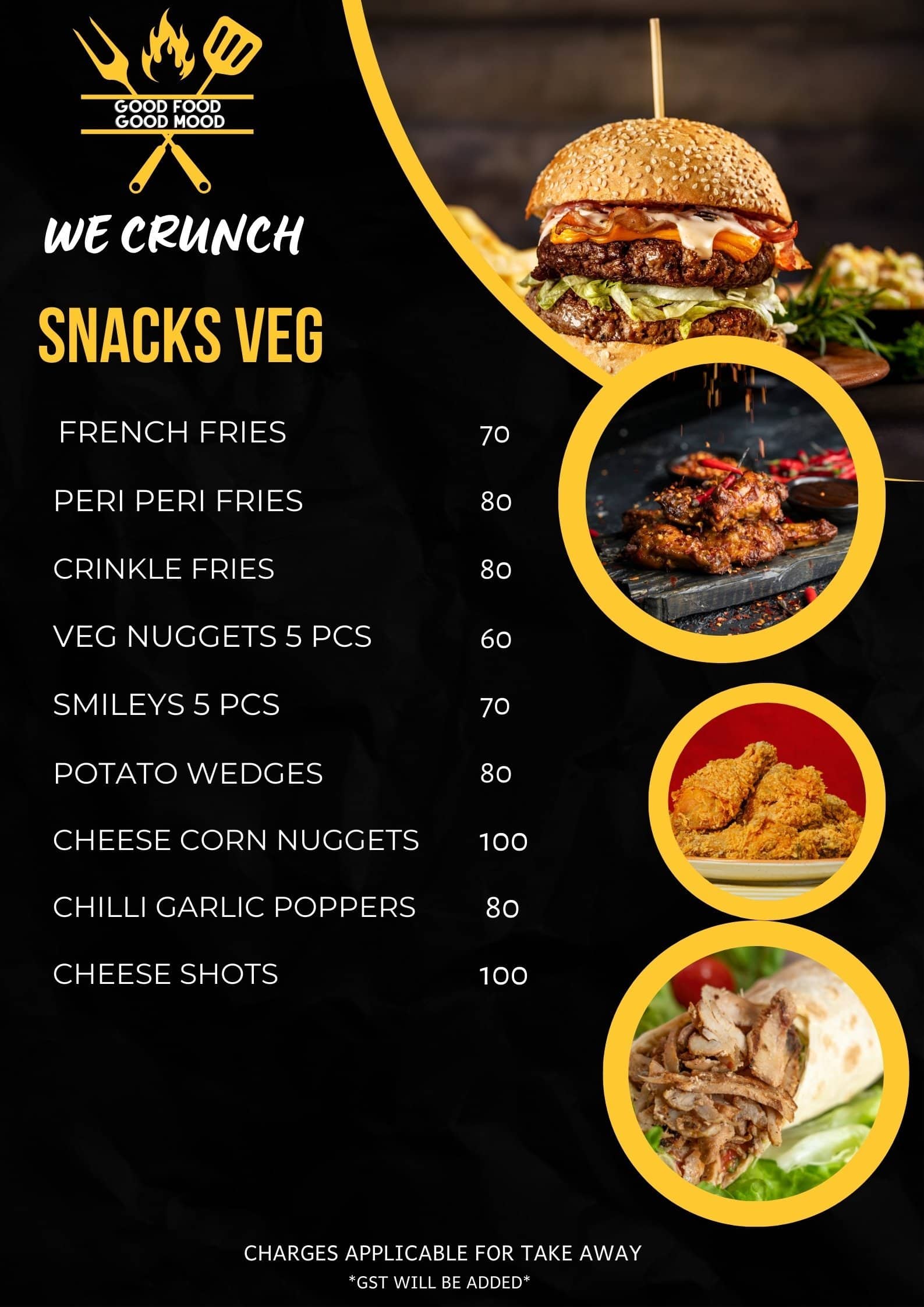 Menu of We Crunch, Selaiyur, Chennai
