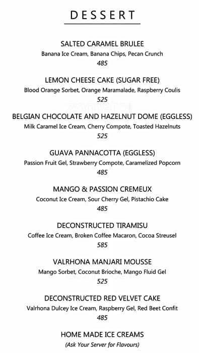 Menu at Indigo, New Delhi, H5CP+7HG