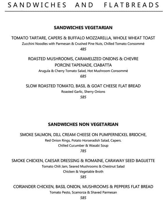 Menu at Indigo, New Delhi, H5CP+7HG