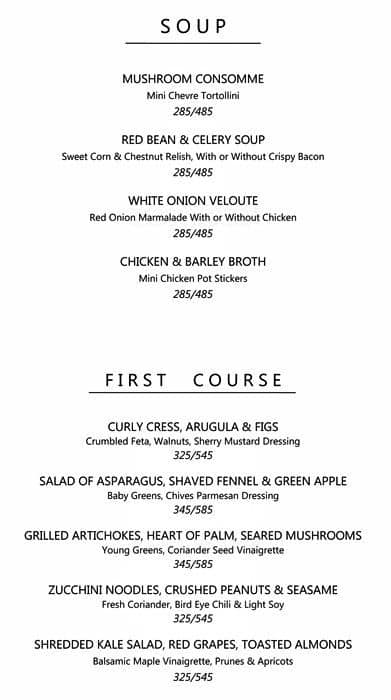 Menu at Indigo, New Delhi, H5CP+7HG