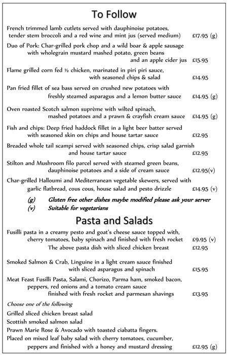 Menu at The Blue Boar pub & bar, Abridge