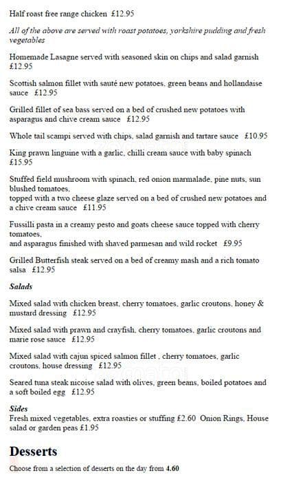 Menu at The Blue Boar pub & bar, Abridge