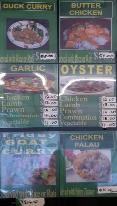 Menu at Hunters Corner Curry House restaurant, Auckland